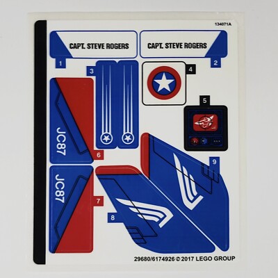 LEGO STICKER SHEET 76076 Captain America Jet Pursuit Avengers Decals ...