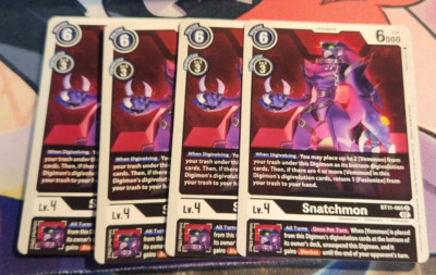 x4 Playset Digimon Dimensional Phase SNATCHMON BT11-065 Black Uncommon ...