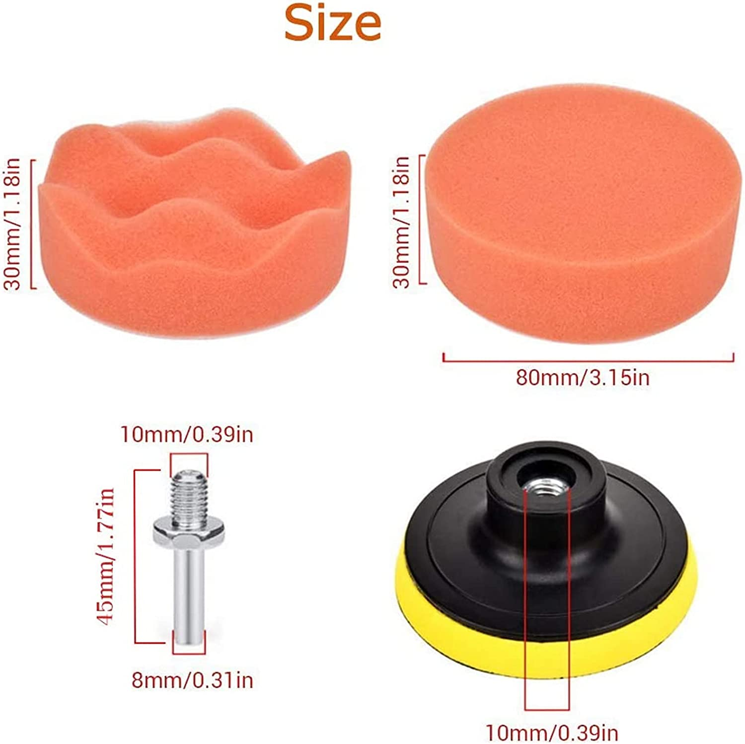 22Pcs 3 Inch 80Mm Car Foam Drill Polishing Pad Kit Buffing Sponge Pads ...