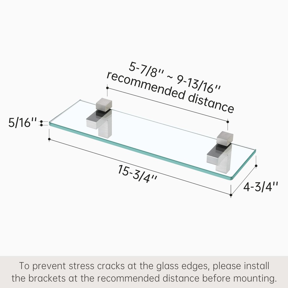 Bathroom Glass Shelf, Bathroom Wall Glass Shelves 16 Inch Shelf Wall ...
