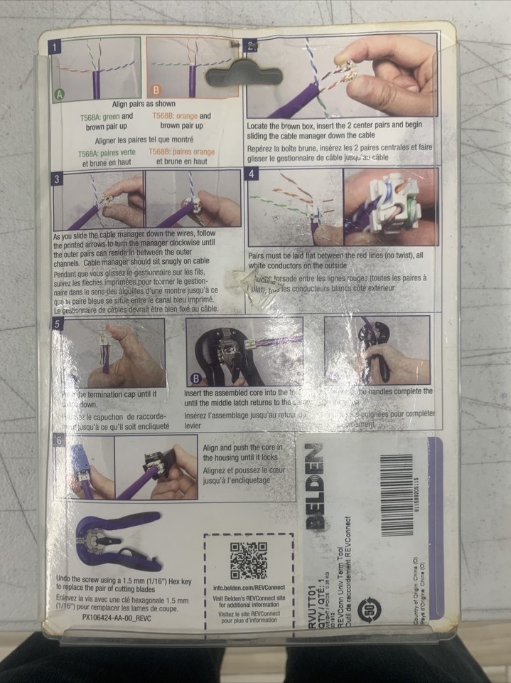Belden RVUTT01 REVConnect Universal Jack/Plug Termination Tool, 10GX ...