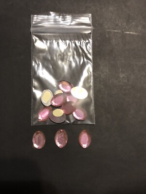 Flat Back Acrylic Rhinestones With Adhesive Backing - Pink Oval 12mm ...