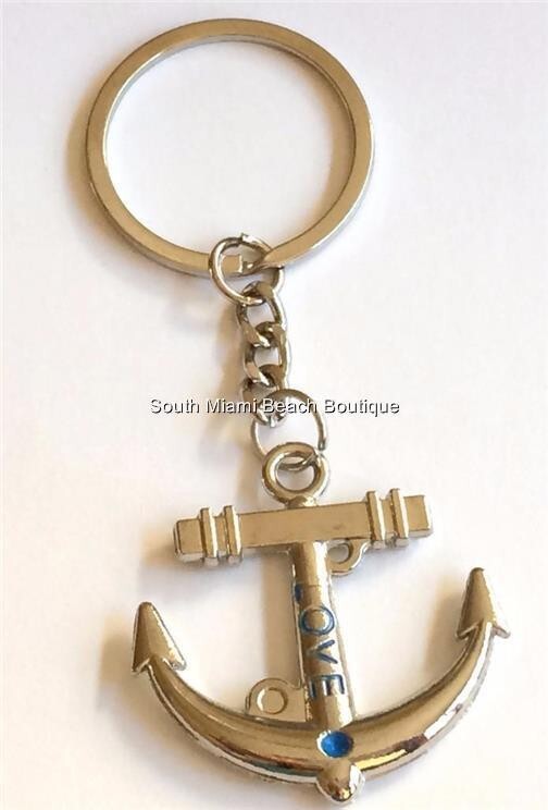 Nautical Anchor Keychain Keyring LOVE Boat Ship Valentines Gift Silver ...