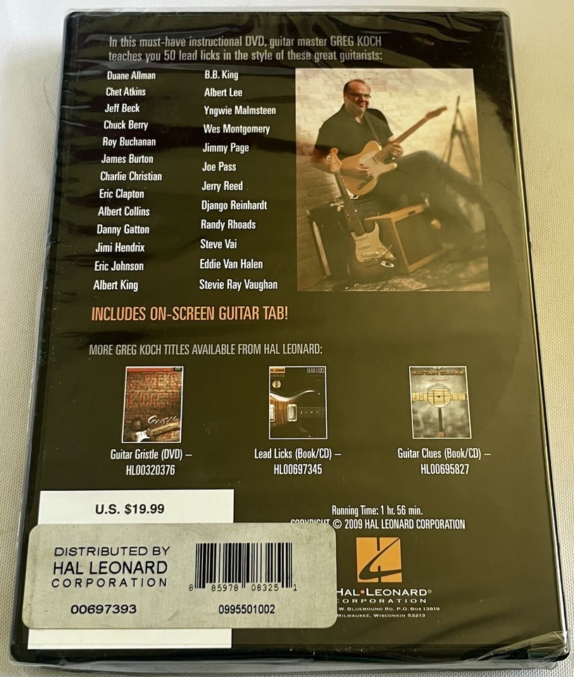 Hal Leonard Guitar Method Guitar Licks With Greg Koch DVD | eBay