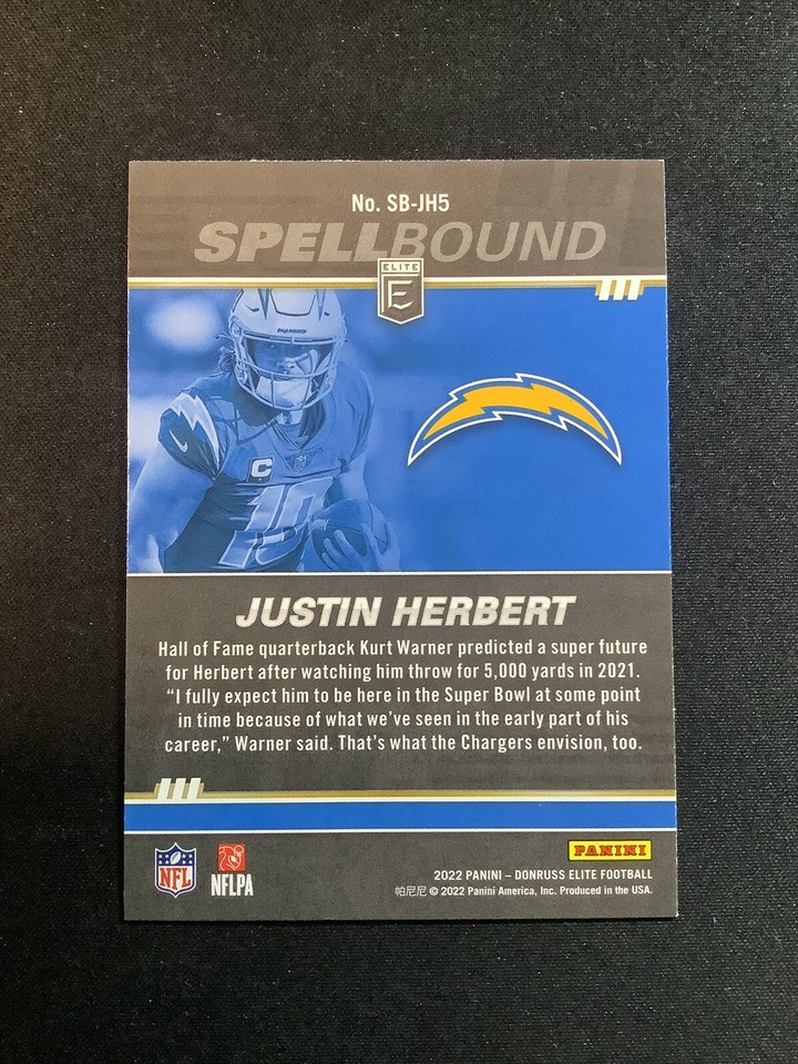 Justin Herbert 2022 Elite Football Spellbound "E" #SB-JH5 Chargers ...