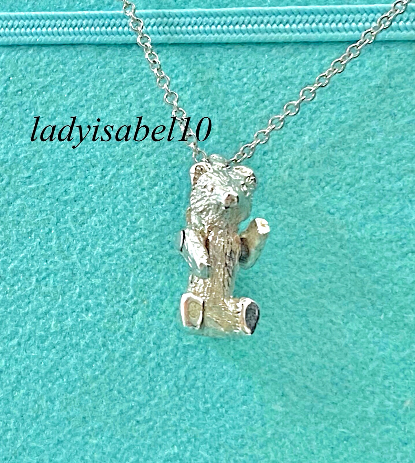 16.4" Tiffany Co Movable Arms Teddy Bear Charm Neckla… - Gem