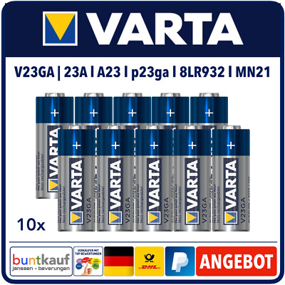 10 x VARTA A23 Alkaline-Batterie 12V MN21-V23GA-23A P23GA Industrieware ...