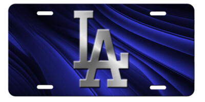 LA Dodgers inspired art on Silver Blue Aluminum Vanity License Plate ...