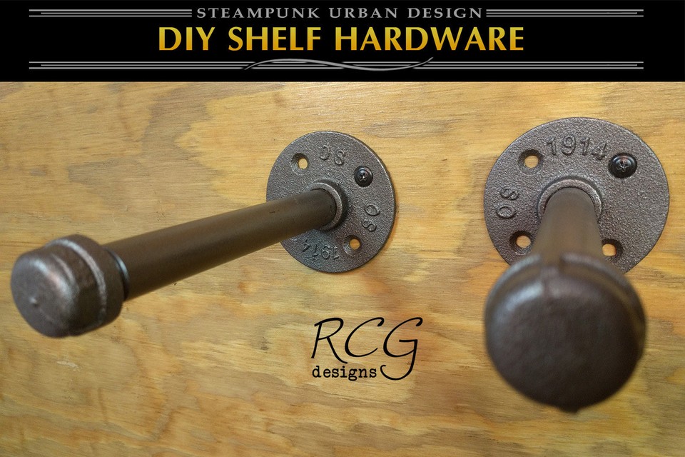 DIY 7" Pair Floating Pipe (6" shelf) steampunk rustic industrial decor ...