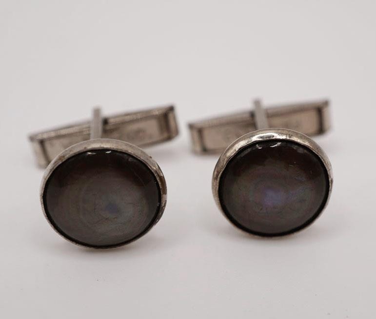 Cufflink Set Mens Design Silver Tone Mid Century Design Men's Jewelry ...