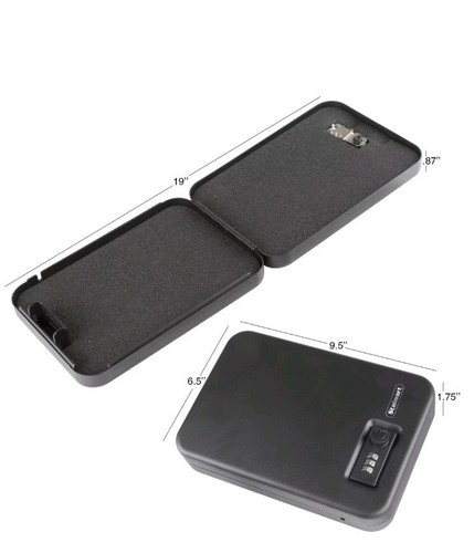 Portable Gun Safe for Travel, Personal Steel Lock Box with Combination ...
