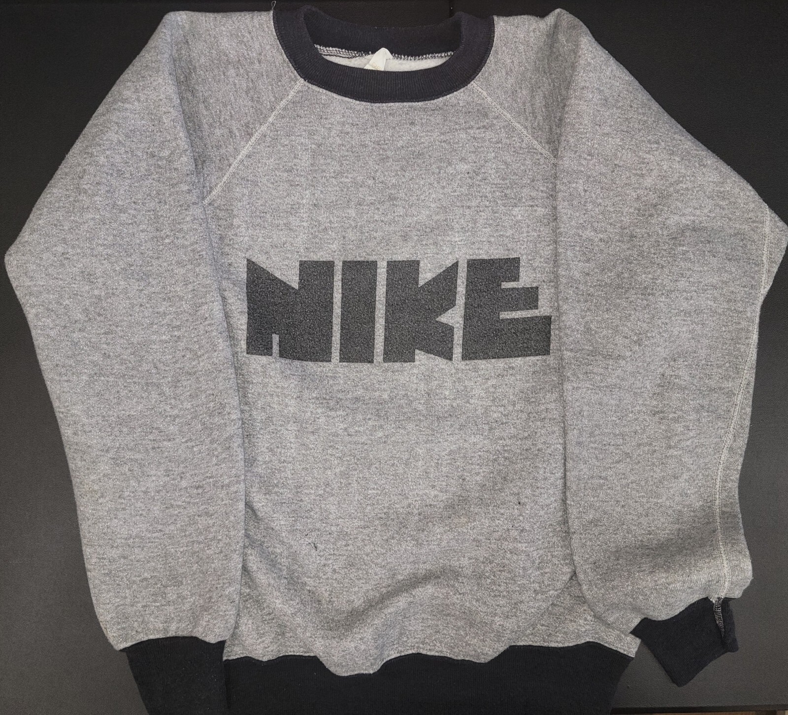 Vintage Orange Swoosh Tag Grey Nike Block Letters Lon… - Gem