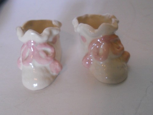 Ceramic Pair of Glass Baby Booties, Shoes, Vintage/Antique | eBay