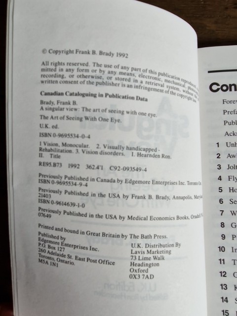 Singular View: Art of Seeing with One Eye by Frank B. Brady (Paperback ...