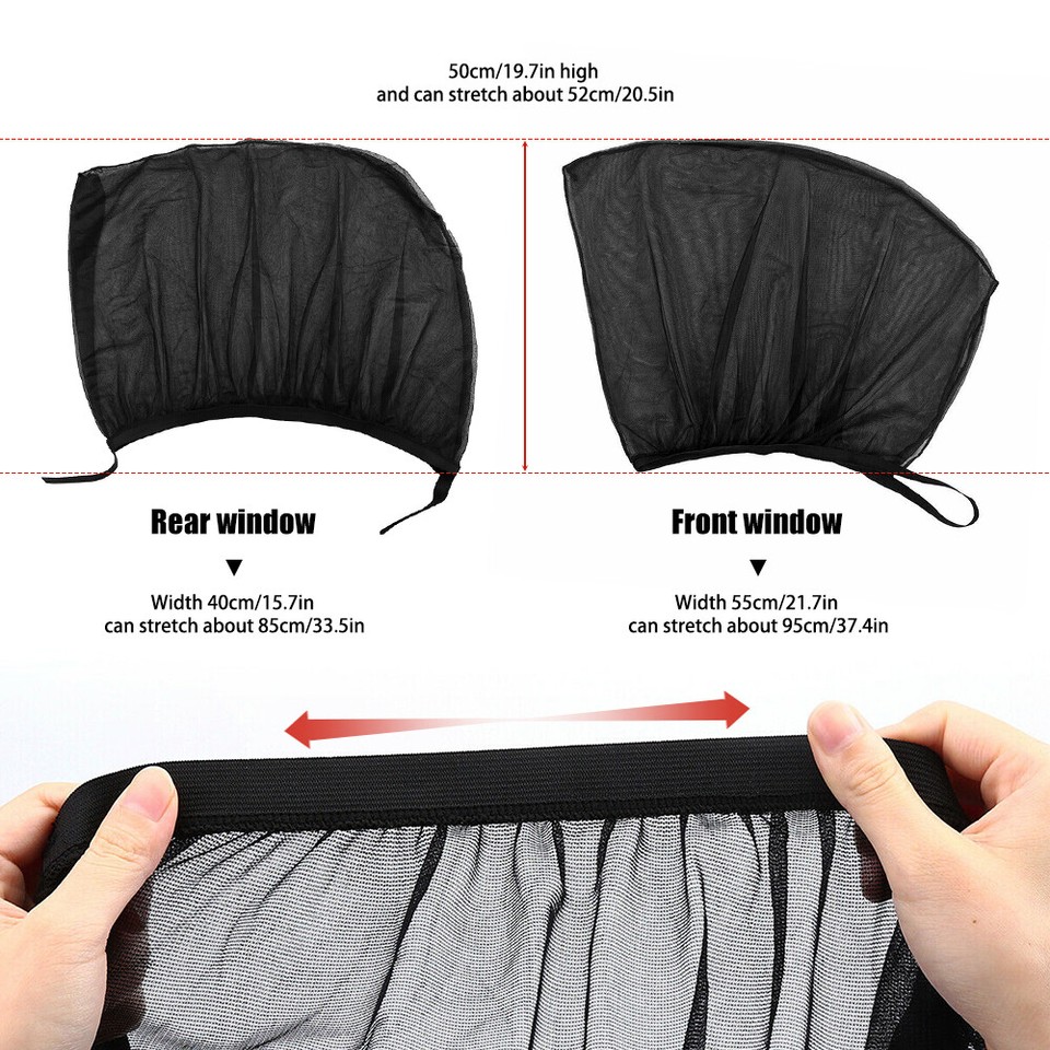 4x New Car Window Sun Shade Cover Mesh Shield UV Protection Nylon Mesh ...