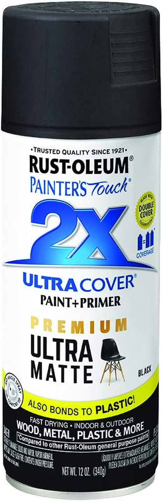 Ultra Matte Black Paint + Primer Painter'S Touch 2X Cover, 12 Ounce ...