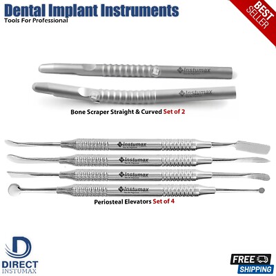 Periosteal Implant Elevators Bone Scraper Straight & Curved Surgical ...