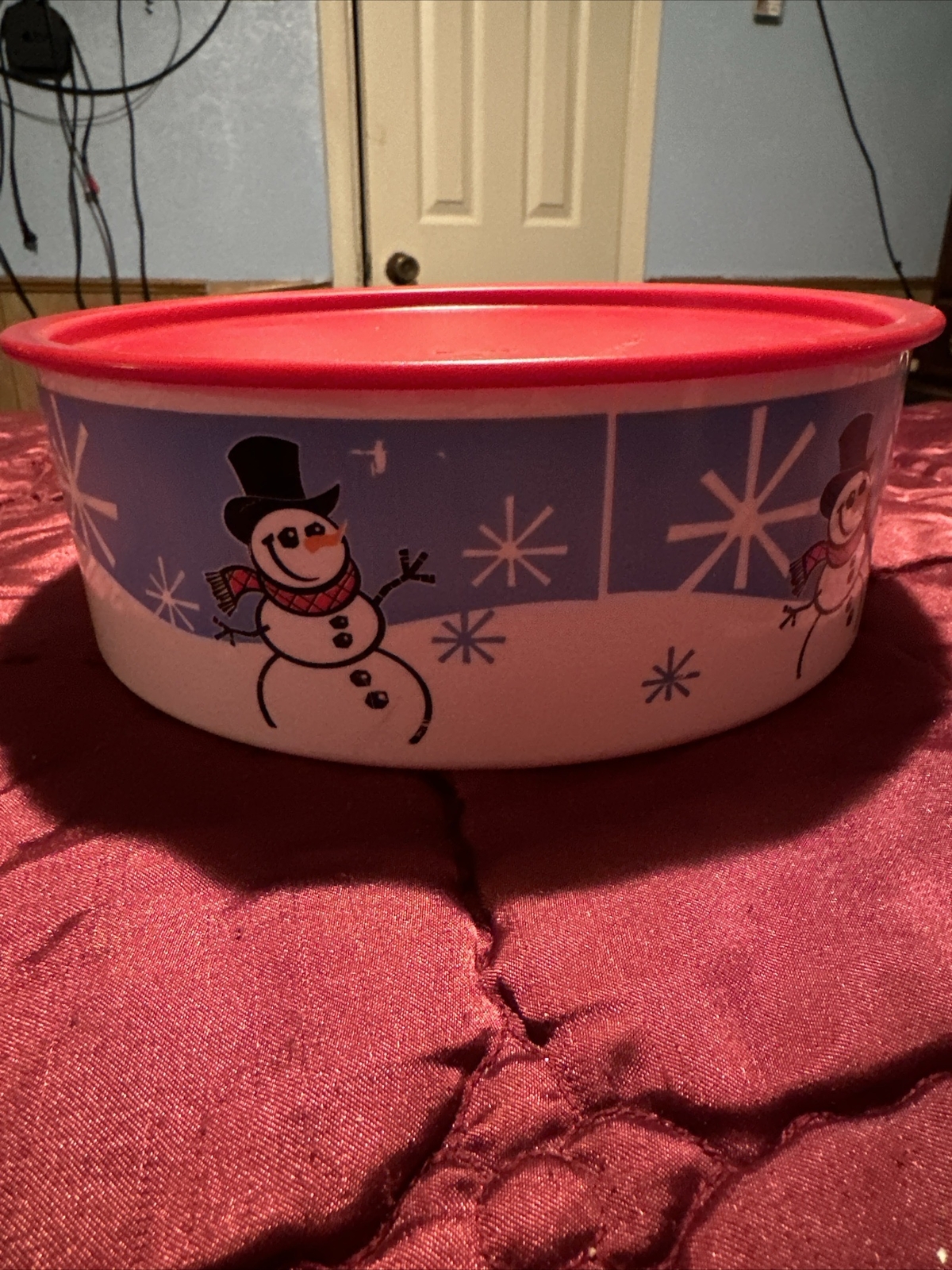 Tupperware Holiday Cookie Canister Winter Snowman Container Christmas ...