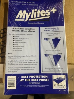 100 E. Gerber Standard 725 Comic Book Mylites+ True Acid Free Comic ...