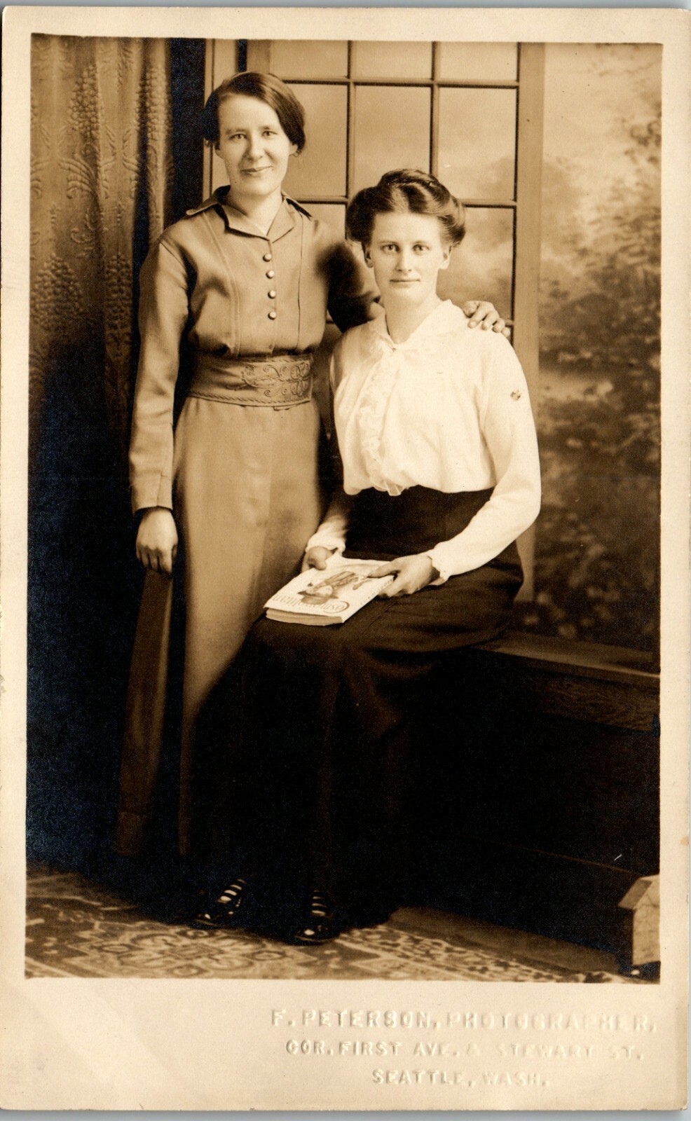 Mother and Daughter Lovely Pose holding Cosmopolitan Mag 1915 era RPPC ...