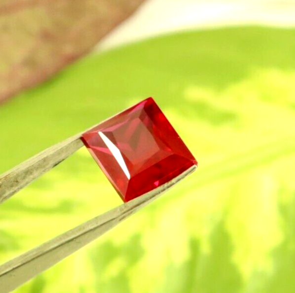 Loose Gemstone Red Ruby From Burma Princess Cut 7 Ct AAA Quality ...