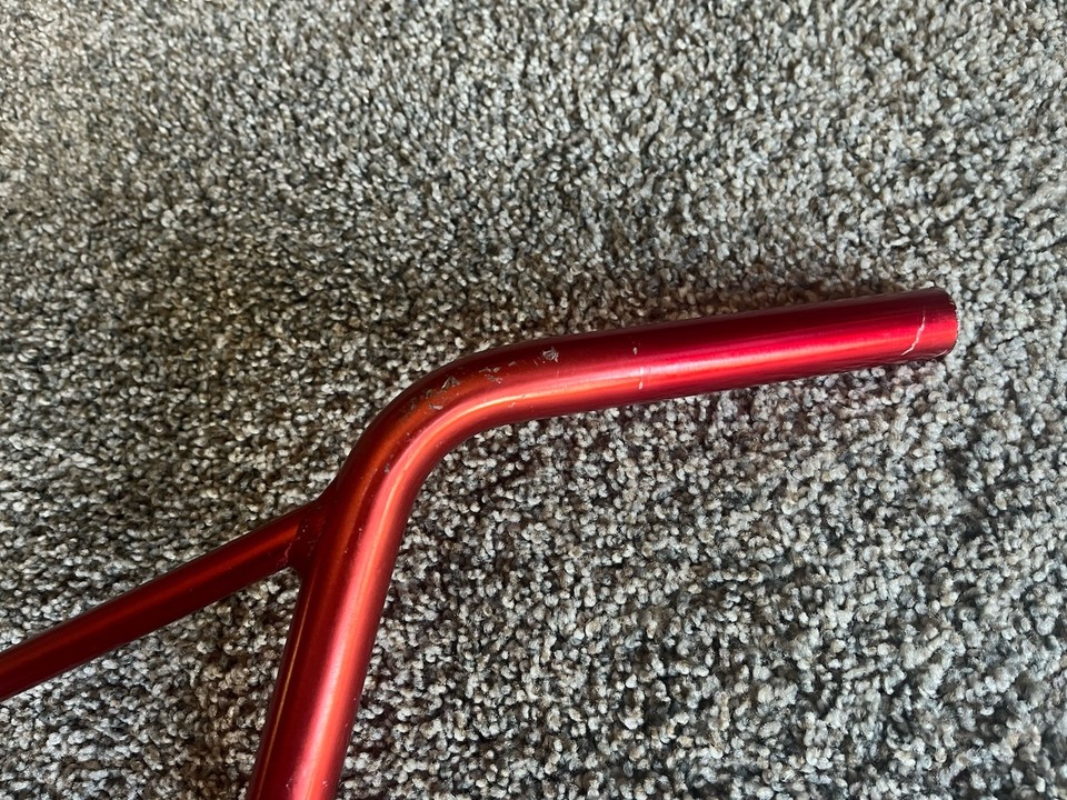 OLD SCHOOL BMX Tuf Neck / RACE INC V HANDLE BARS Aluminum red USED 24-1 ...