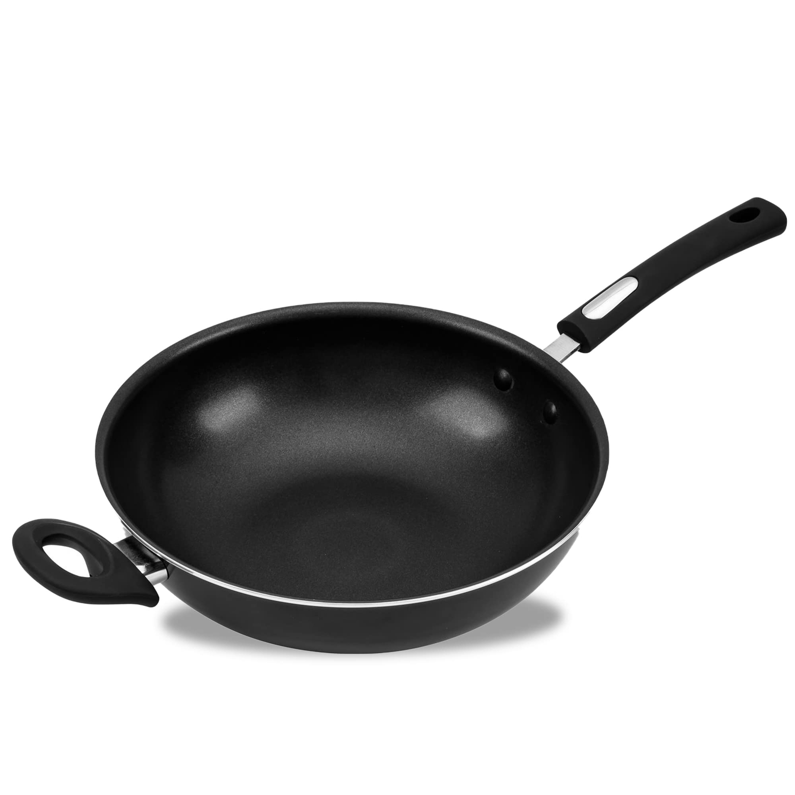 Hamilton Beach Nonstick Wok Pan 12-Inch - Black Aluminum Wok Pan with ...