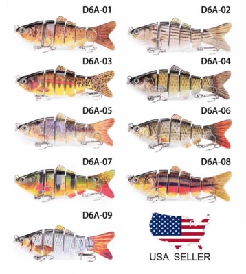 Bass Crusher Lures, Fishing 6 Segments Artificial Swim Bait Perch Pike ...