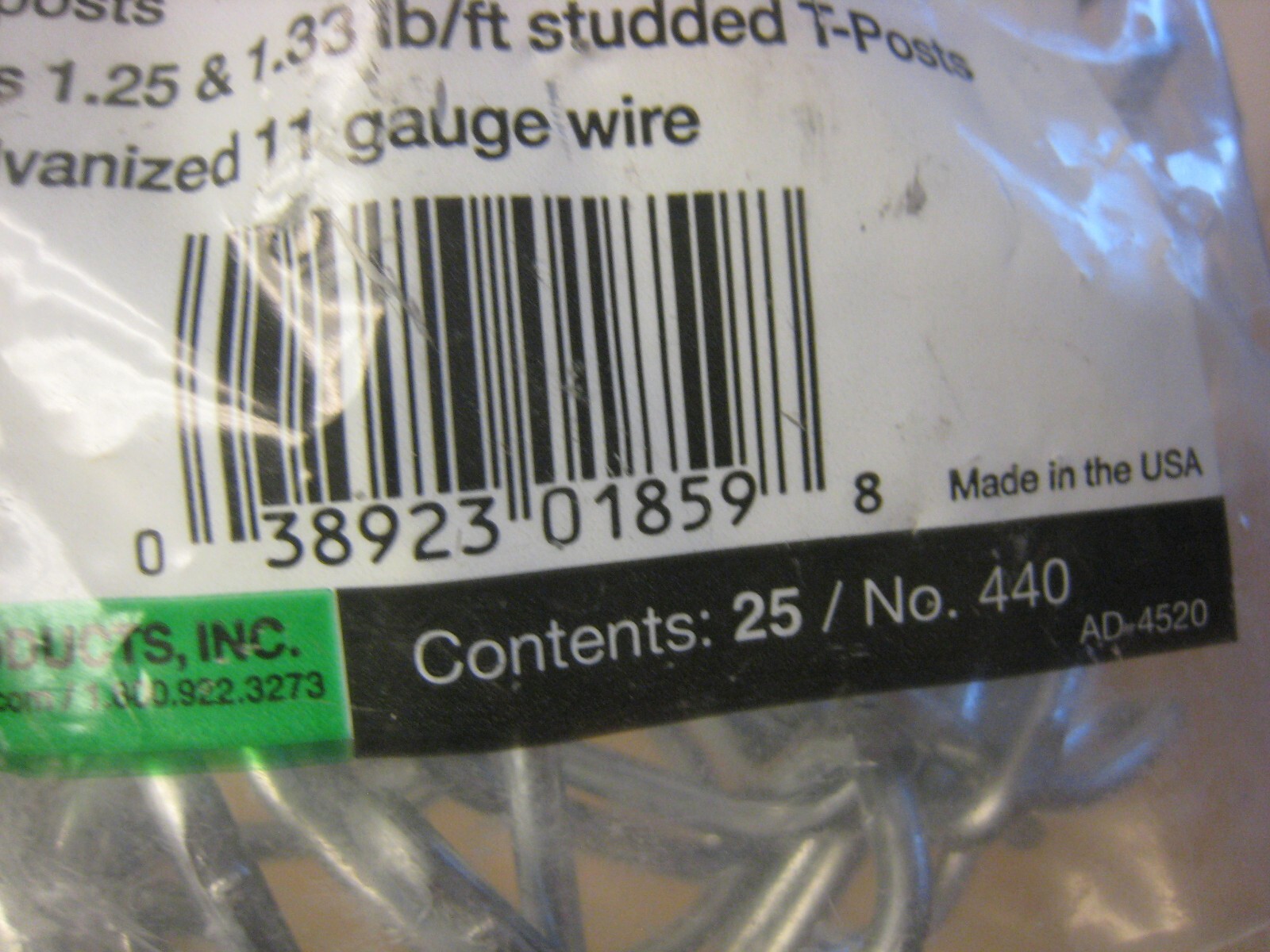 Dare 11 Ga. Galvanized # 4400Made USA Spring Steel T-Post Clip (25-Pack ...