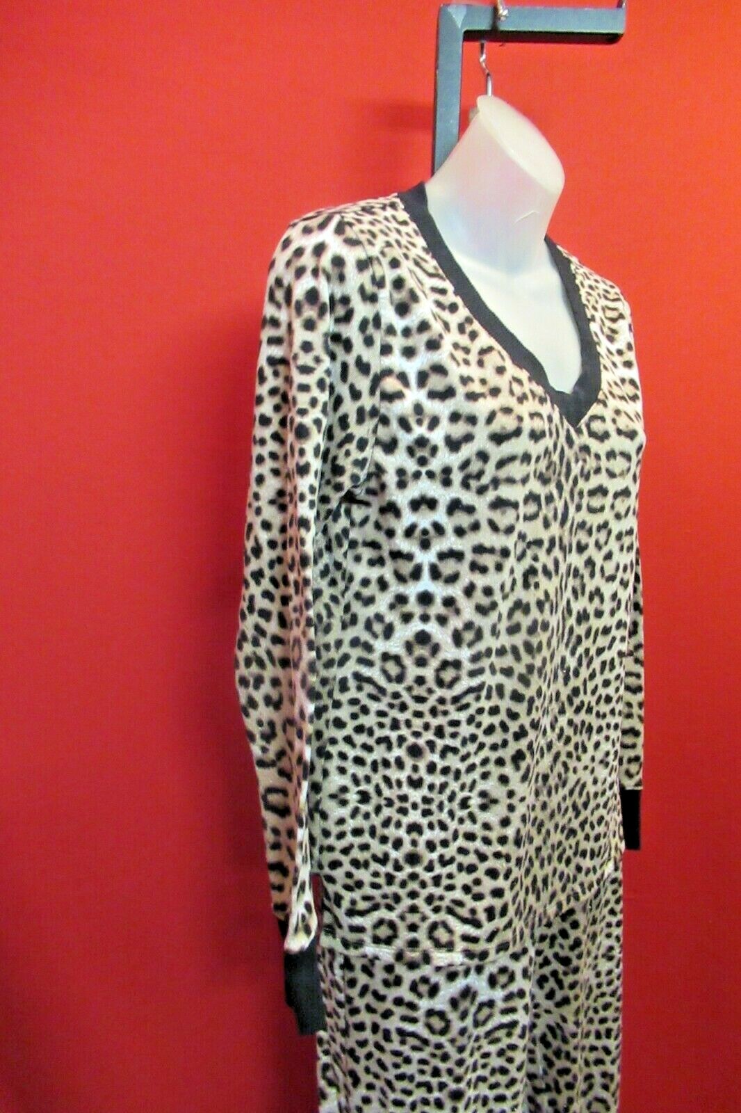 BETSEY JOHNSON Flannel Leopard Print Pajamas Loungewe… - Gem