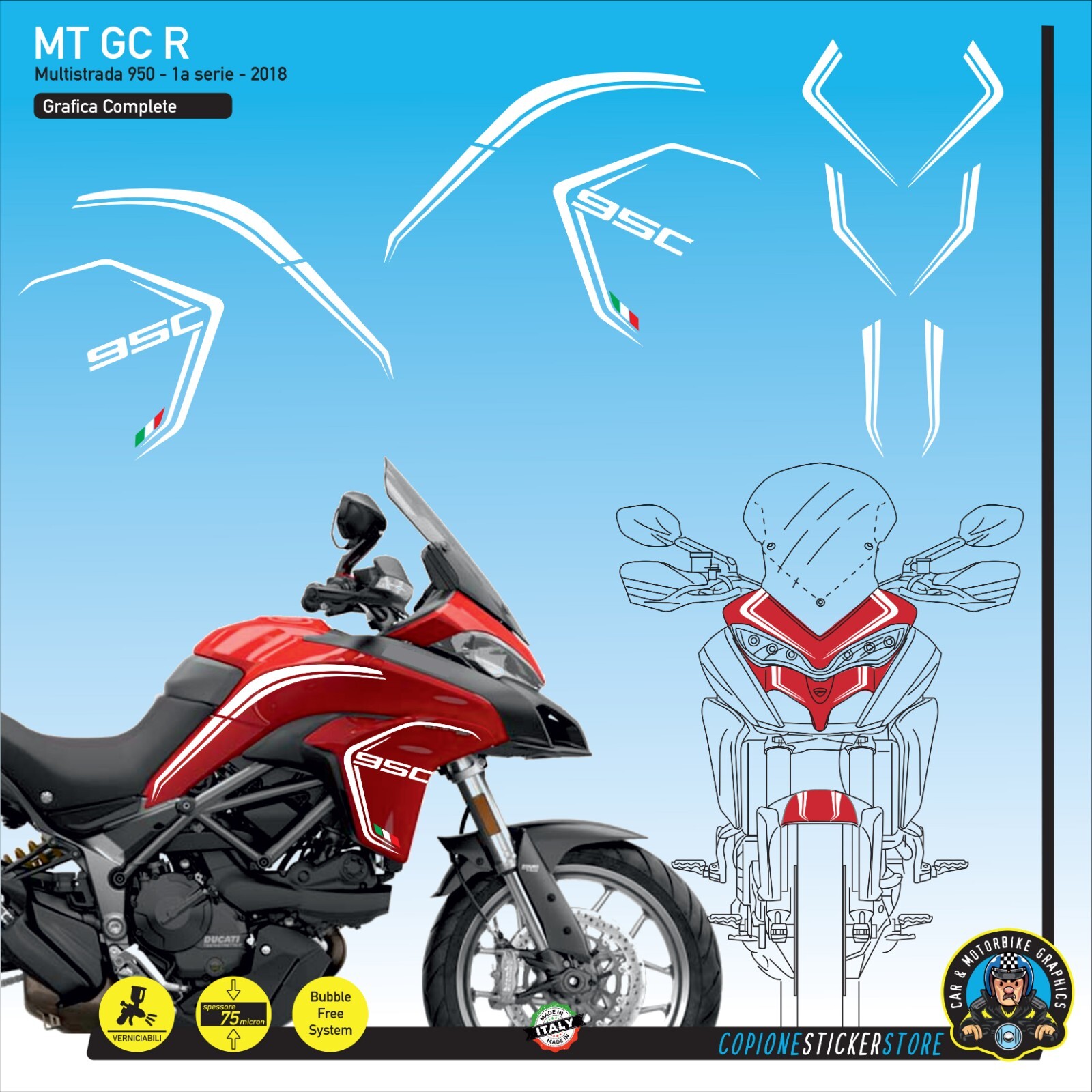 Compatible Adhesive Graphics DUCATI Multistrada 950 2018 Corse MT GC R ...