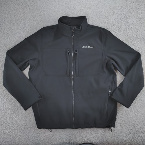 Eddie Bauer Jacket Mens XL Black Windfoil Thermal Fleece Lined ...
