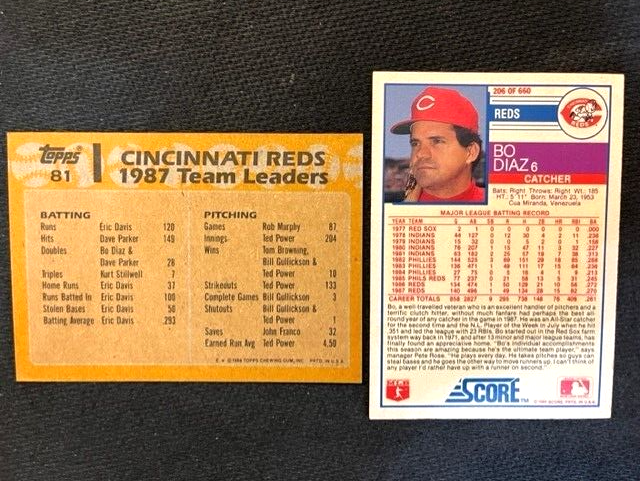 MLB - Bo Diaz 1988 Topps Reds Team Leaders & 1988 Score Baseball | eBay