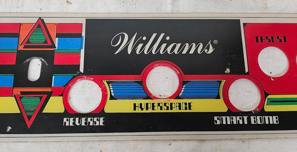 1980 Williams DEFENDER Cocktail Arcade Game Control Panel Plexi OVERLAY ...