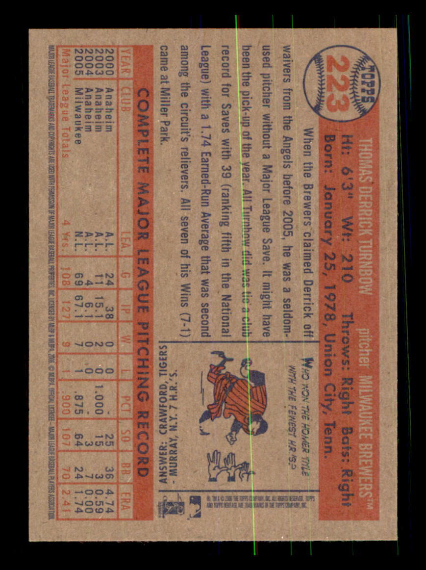 2006 Baseball Topps Heritage Derrick Turnbow Milwaukee Brewers #223 | eBay