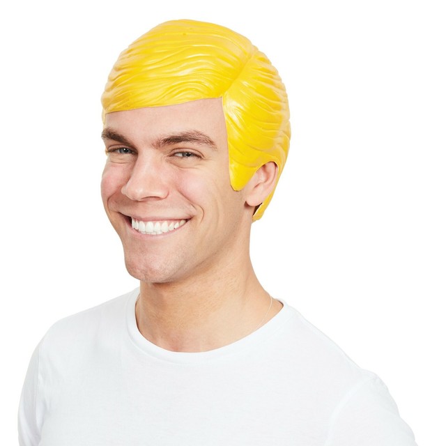 Adult Mens Blonde Rubber Headpiece Wig Fancy Dress Costume Accessory ...