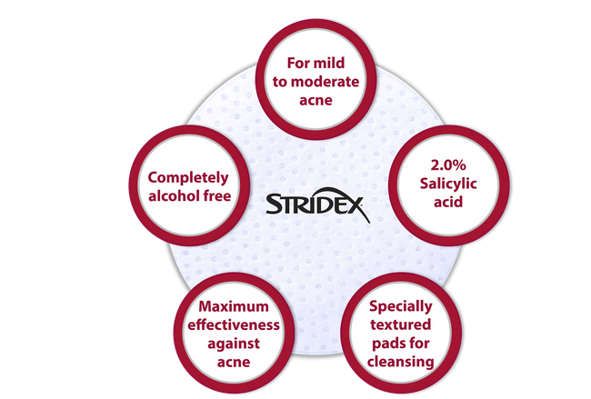 Stridex Medicated Acne Treatment Pads, Maximum Strength 2.0% 90 Ct ...