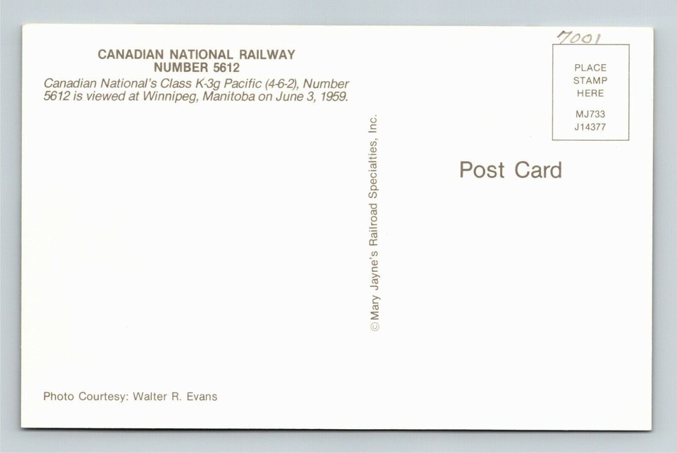Canadian National Railway Number 5612 Locomotive Vintage Postcard | eBay