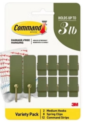 Command Holiday Mixed Hooks Pack Sage 2 Hooks 8 clips 12 Strips New | eBay