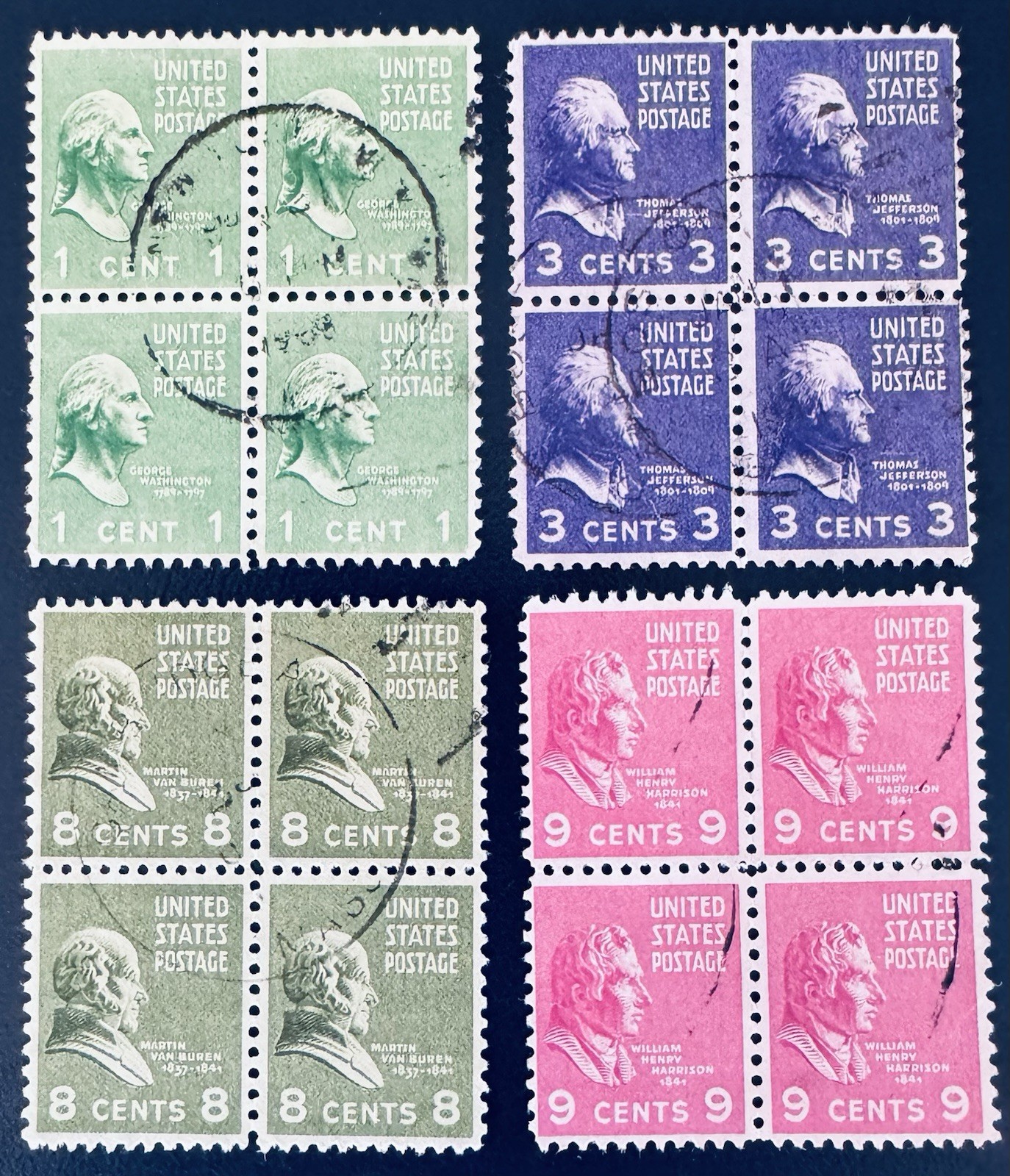 SoCo Stamps US Scott #804,807,813,814 Presidential Series Cancelled ...