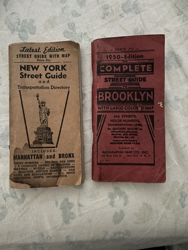 Lot Of 2 1950 STREET GUIDES Of NEW YORK & BROOKLYN Paperback Books ...
