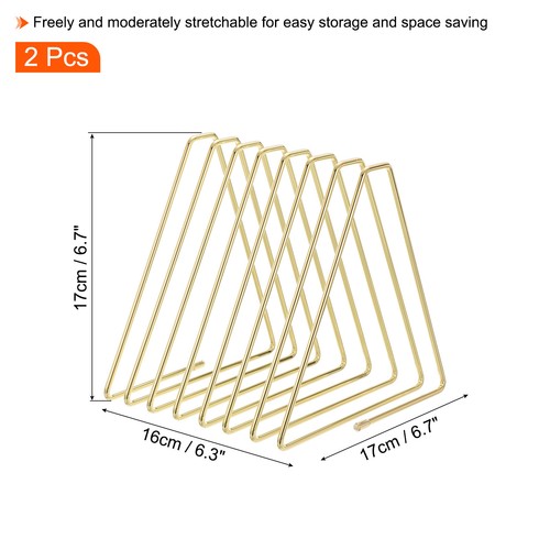 7 Slots Triangle Desktop File Holder, 2pcs, Golden Tone, 1.26 x 6.69 x ...