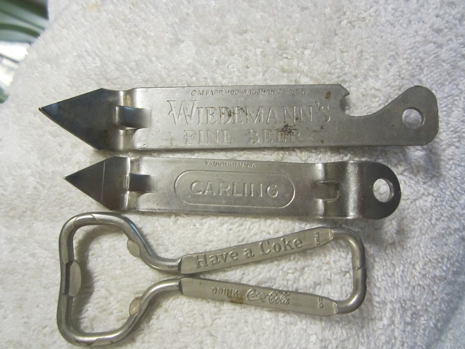 3 lot,Wiedemann's beer bottle opener,Carling,Coke cocal cola soda VTG ...