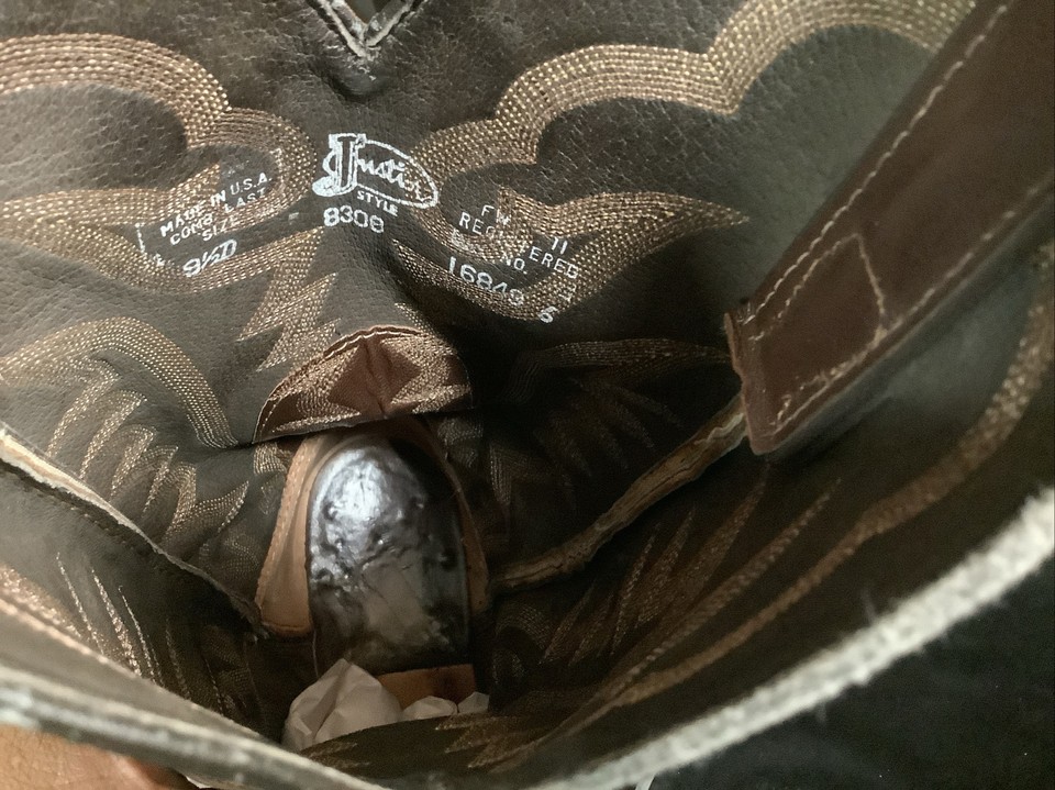 MENS JUSTIN COWBOY LIZARD SKIN BROWN BOOTS SIZE 9.5 D | eBay