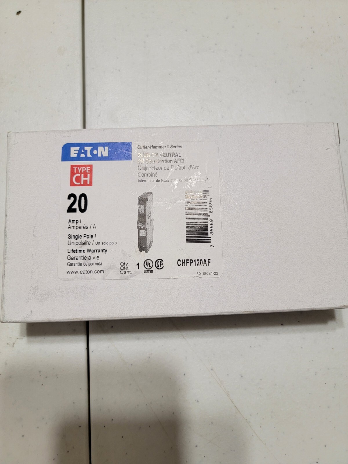 Eaton CHFCAF120PN PLUG ON NEUTRAL COMBINATION Circuit Breaker 20 Amp ...