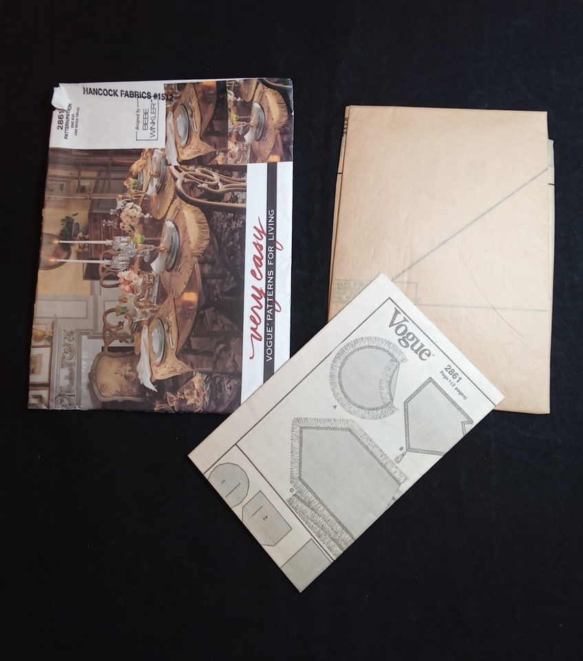 VOGUE Very Easy Home Decor Pattern 2861 Table Runner Tablecloth Napkins ...