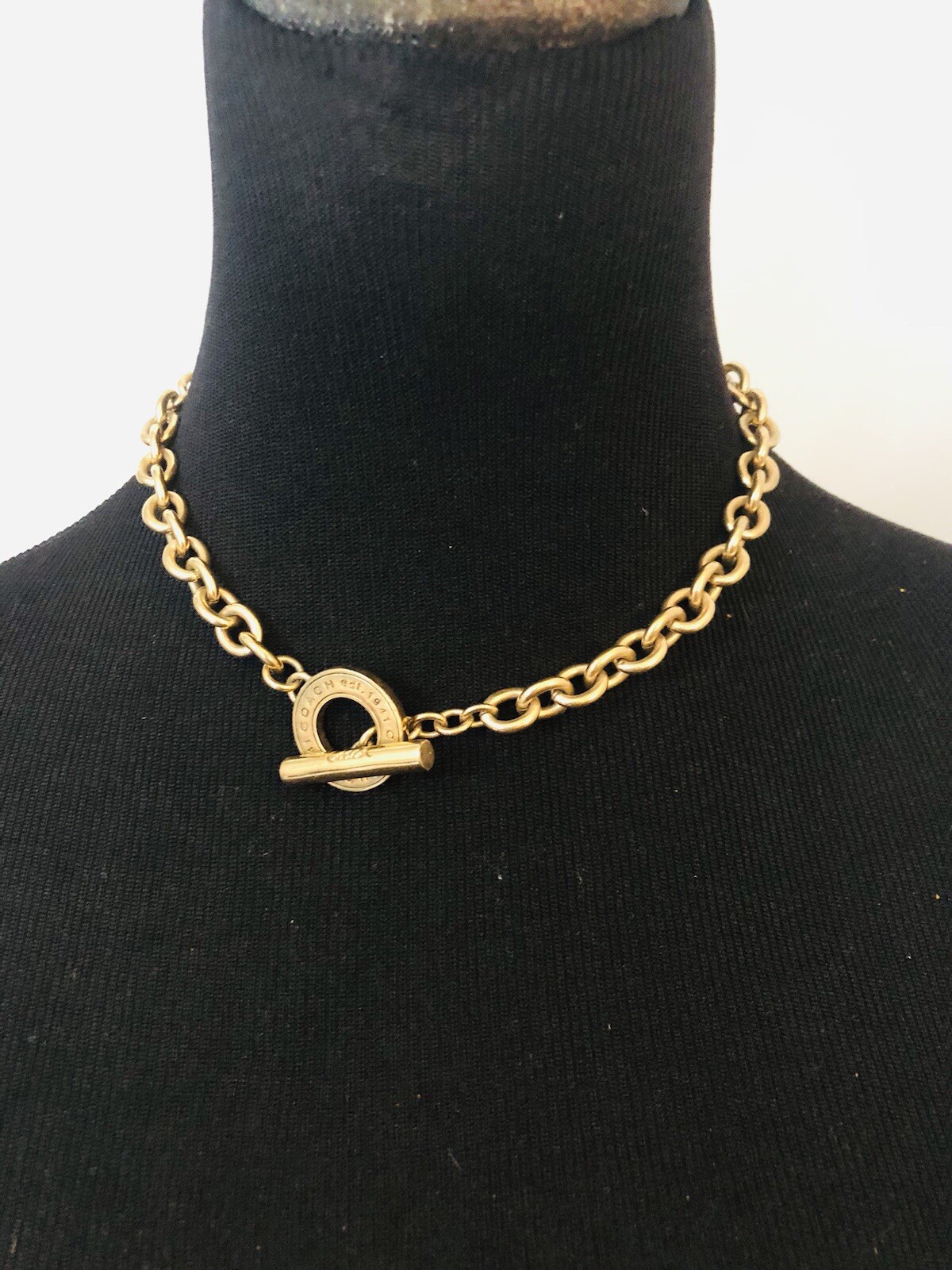 COACH Chunky Chain Link Gold Tone Logo Toggle Closur… - Gem