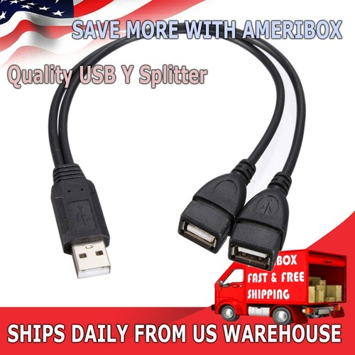 USB 2.0 A Male To 2 Dual USB Female Jack Y Splitter Hub Power Cord ...