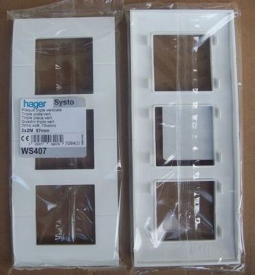 HAGER Systo,Lot de 2 Triple Plaque,Enjoliveur Vertical,,Entraxe 57 mm ...