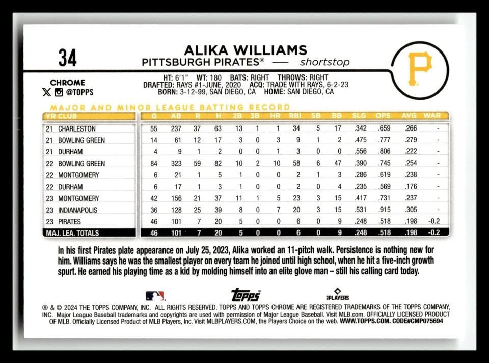 2024 Topps Chrome #34 Alika Williams | eBay
